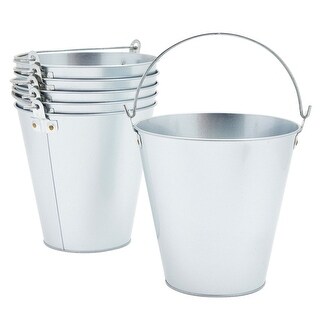 6Pcs Large Galvanized Buckets 7 inch - Bed Bath & Beyond - 41170912