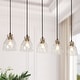 Elisie Modern Linear Chandelier 5-Lights Water Glass Pendant Light Hammered Kitchen Island Bar ...