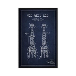 iCanvas "Oil Well Derrick Navy Blue Patent Blueprint" by Aged Pixel ...