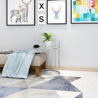 Mid-Century Height Adjustable Glass Coffee Table with U-shaped Chassis ...