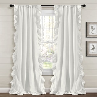 Lush Decor Farmhouse Reyna Ruffle Window Curtain Panels - Bed Bath ...