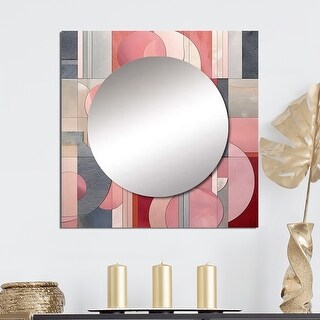 Designart "Pink Transcendent Angles IV" Abstract Shapes Wall Mirror ...