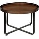 Modern Round Metal Coffee Table with Criss Cross Base, Bronze and Black ...