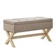 Fabric Entryway Bench Beige/ Grey Upholstered Storage Bench with X ...