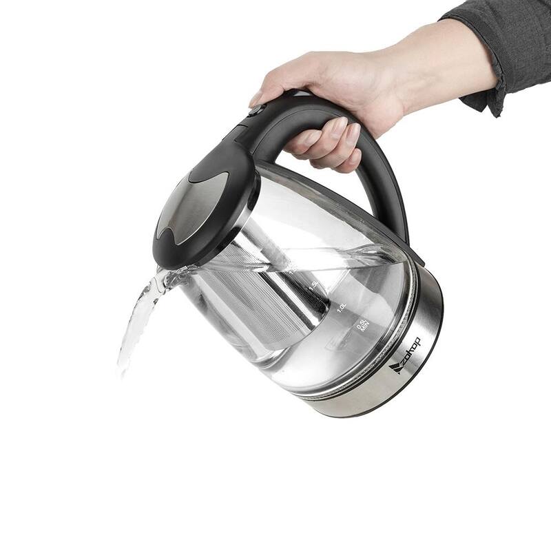 7 colors LED light Stainless Steel Electric Glass Tea Kettle with Auto ...