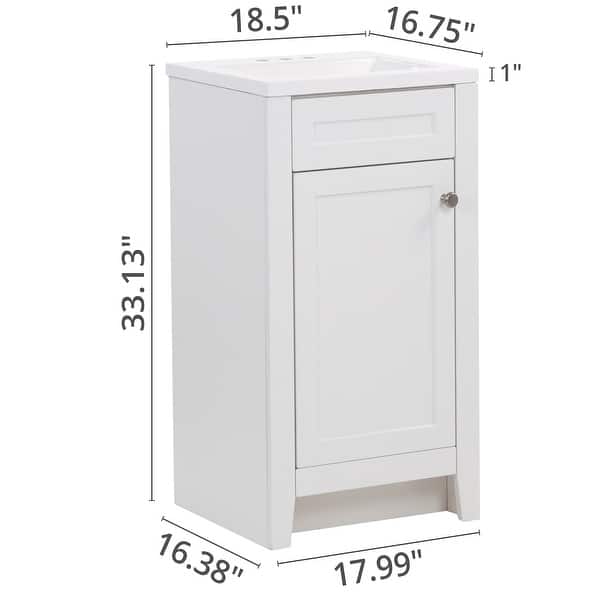 Spring Mill Cabinets Wyre 18" 1-Door Bathroom Vanity With White Sink ...