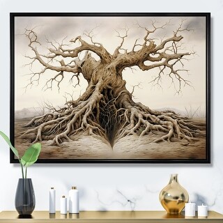 Designart "Twisted Roots Surreal Tree" Surrealism Framed Canvas Wall ...