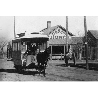 Mule Car Trolley Black and White Gallery Wrapped Canvas - Bed Bath ...