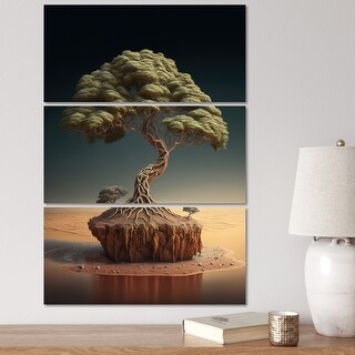 Designart "Bonsai Tree On Sand I" Tree Bonsai Canvas Art Print - 3 ...