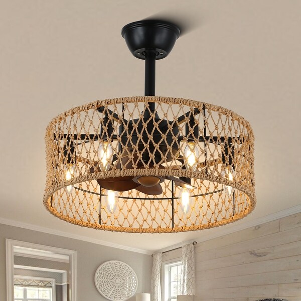 60" Modern Black ABS 3-Blade Indoor LED Ceiling Fan with Remote - On ...