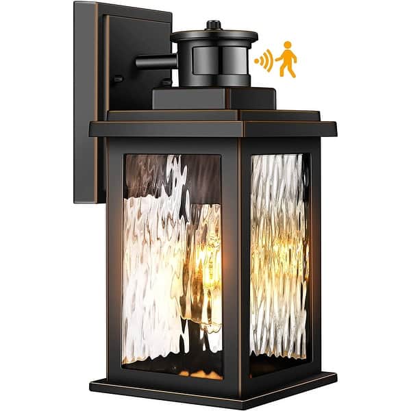 Motion sensor detective outdoor wall lights antique aluminum dusk to ...