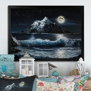 Designart "Golden Mountains Roaring Sea Ii" Landscape Modern Framed ...