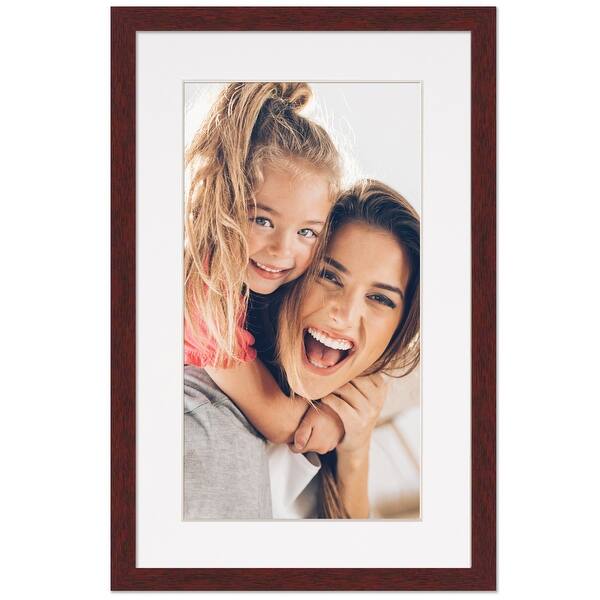 13x19 Frame with Mat - Brown 15x21 Frame Wood Made to Display Print or Poster Measuring 13 x 19 ...