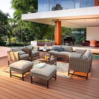Patio Festival Right-Angle Outdoor 9-Piece Conversation Set - Bed Bath ...
