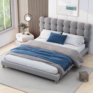 Full Size Upholstered Platform Bed with Soft Headboard - Bed Bath ...