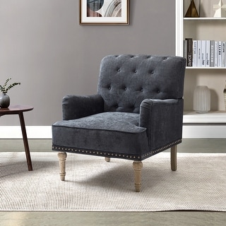 Recessed Arms Button-tufted Backrest Armchair Polyester Padded Seat ...