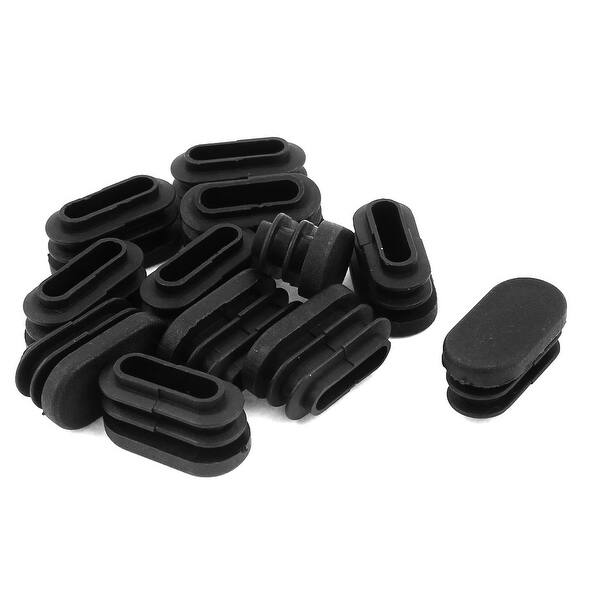 15mm X 30mm Plastic Oval Shaped End Cup Tube Insert Black 12 Pcs - 0.59" x 1.18" x 0.59"(L*W*H ...