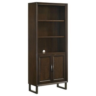 Mars 76 Inch Bookcase with 3 Shelves, Cabinet, Mahogany Wood, Dark ...