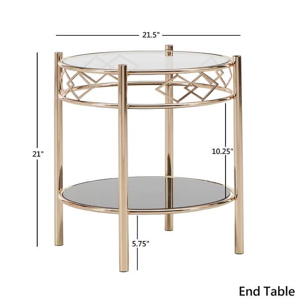 Metropolitan Rose Gold Black Tempered Glass CoffeeTable or Table Set by ...