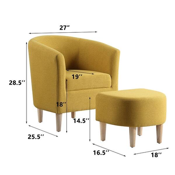 Modern Arm Accent Chair Upholstered Single Sofa With Ottoman Yellow ...