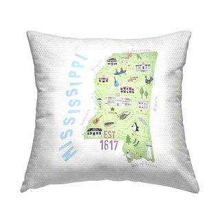 Stupell Whimsical Mississippi State Map Printed Outdoor Throw Pillow ...