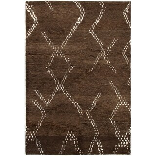 ECARPETGALLERY Hand-knotted Arlequin Dark Brown Wool Rug - 6'0 x 9'0 ...