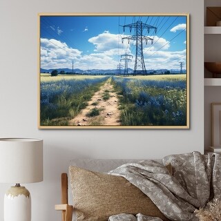 Designart "Power Lines Electric Horizons II" Power Lines Framed Canvas ...
