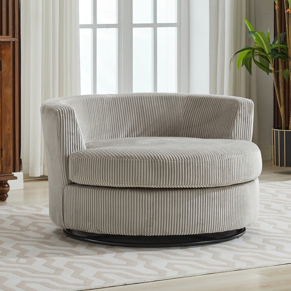 Upholstered Swivel Barrel Armchair Club Chair With Metal Base On Sale Bed Bath Beyond 38385878