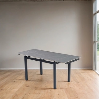 Modern Rectangular Expandable Dining Table with Carbon Steel Legs - Bed ...