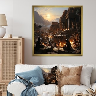 Designart "Egypt Ancient Rituals I" Egyptians Framed Canvas Wall Art ...