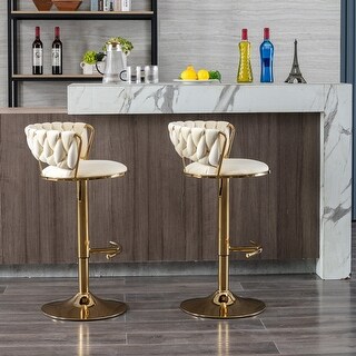 Bar Stools Round Seat Low Back Adjustable Tall Stools, Set of 2 - Bed ...
