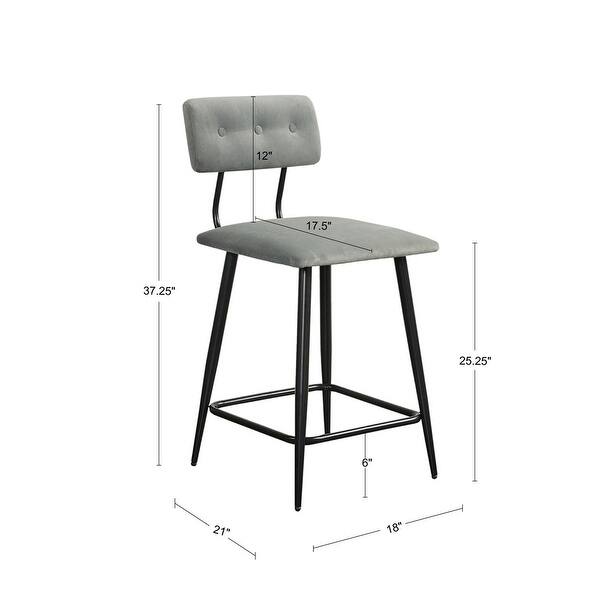 Gracie Mills Roscoe 25" Tufted Metal Frame Counter Stool - Bed Bath ...
