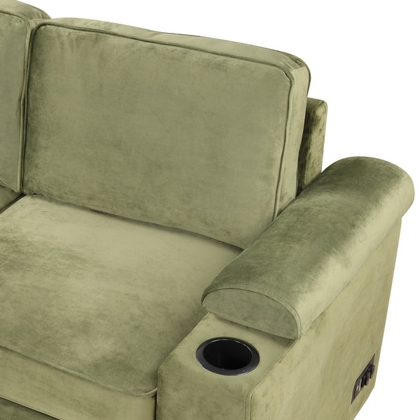 Green L-shape Sofa Sets Velvet Sectionals with Pull-out Sofa Bed and ...