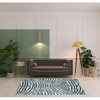 HomeRoots 5' X 8' Grey Zebra Print Shag Handmade Non Skid Area Rug - 90 ...