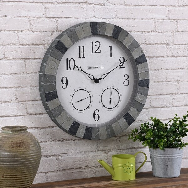 FirsTime Co. Graystone Outdoor Clock American Crafted Multi gray stone Plastic 18 x 2 x 18 in Bed Bath Beyond 31826660