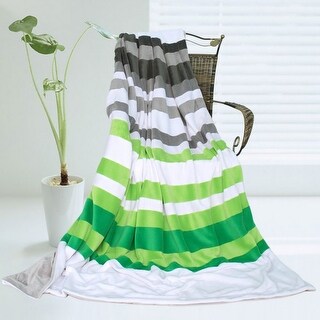 Stripes - Summer Rain Soft Coral Fleece Patchwork Throw Blanket (59 by ...