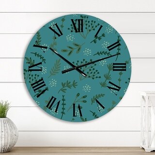 Designart 'Modern Exotic Tropical Leaves VI' Traditional wall clock ...