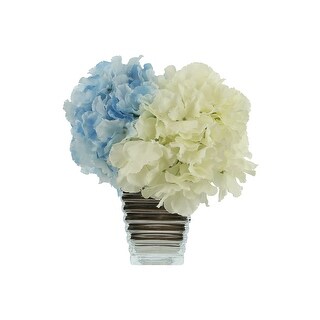 Hydrangeas Arranged in a Decorative Glass Vase with Ridges - Bed Bath ...