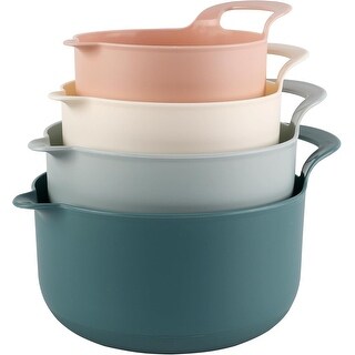 4 Piece Non-Slip Nesting Plastic Mixing Bowl Set (Teal and Pink) - Bed ...