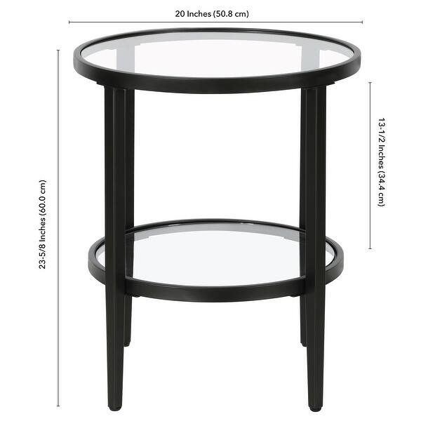 Hera 19.63'' Wide Round Side Table with Clear Glass Shelf - Bed Bath & Beyond - 36557377