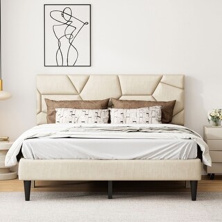 Sturdy Queen Size Bed Frame with LED Headboard, Storage, No Noise ...