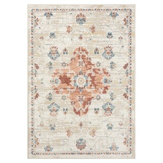 HomeRoots 8' x 10' Ivory Medallion Area Rug - 4' x 6' - Bed Bath ...