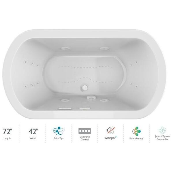 Jacuzzi Duetta 72" Drop-In Spa Combination Bathtub with Center Drain ...