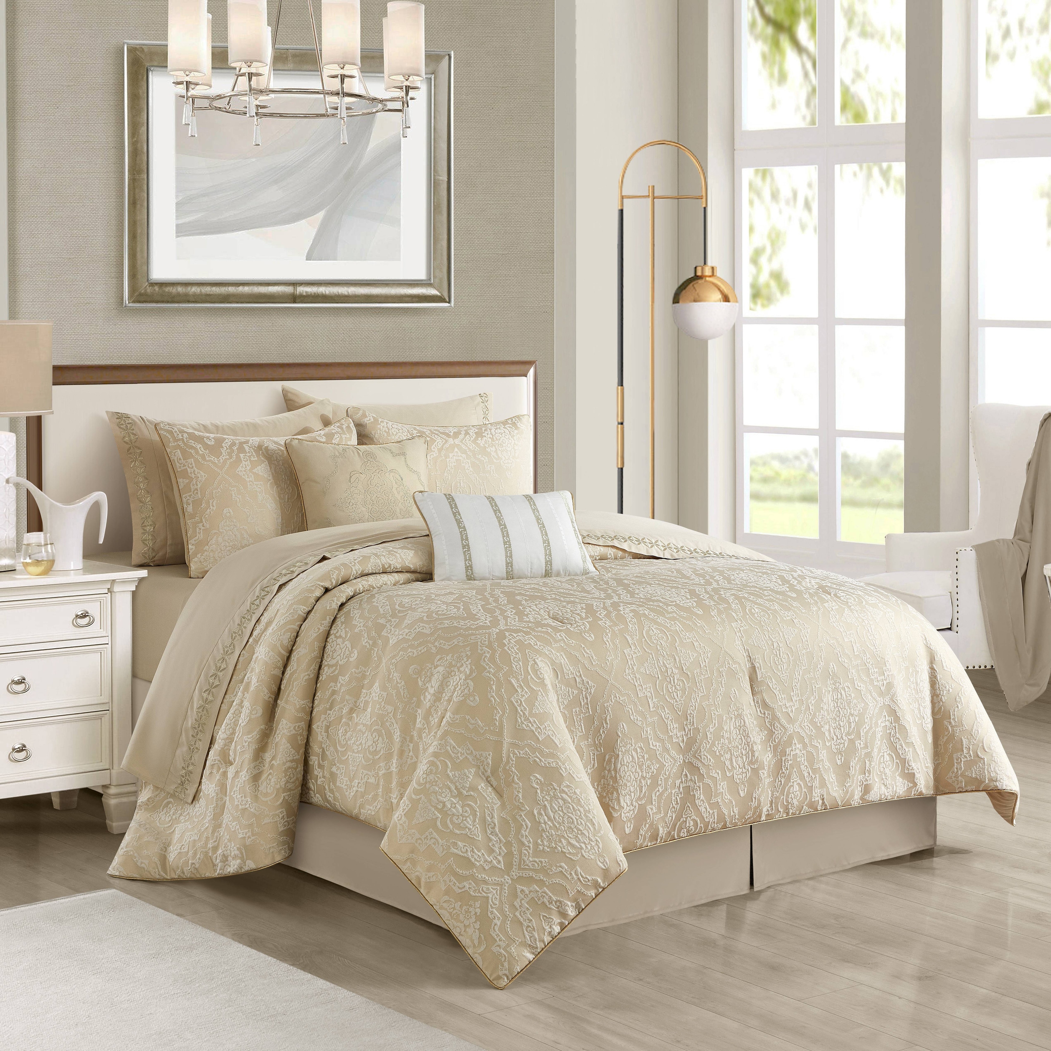 ivory damask bedding