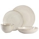 16 Piece Stoneware Dinnerware Set in Cream with Reactive Glaze - Bed ...