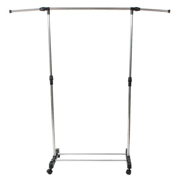 Single-bar Vertically-stretching Stand Clothes Rack with Shoe Shelf ...