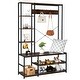 Iron Frame Wardrobe, Storage Shelves and Shoes Bench, Garment Rack ...
