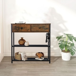 Console Table with 2 Outlet and 2 USB Ports,Entryway Table Narrow ...