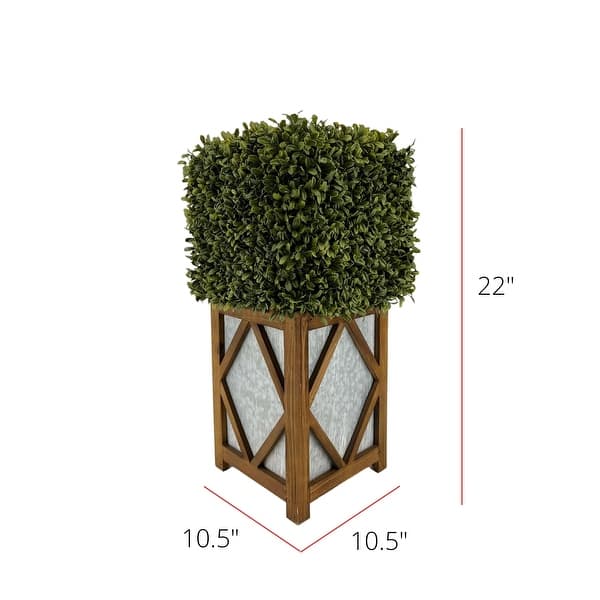 Faux Boxwood Square Topiary in Diamond Stout Wood/ Metal - Bed Bath ...