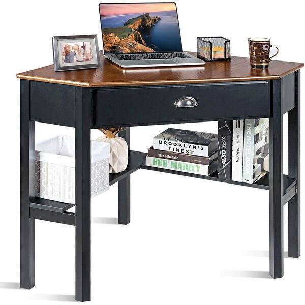Corner Desk for Small Spaces with Storage Drawer and Shelf - Compact ...